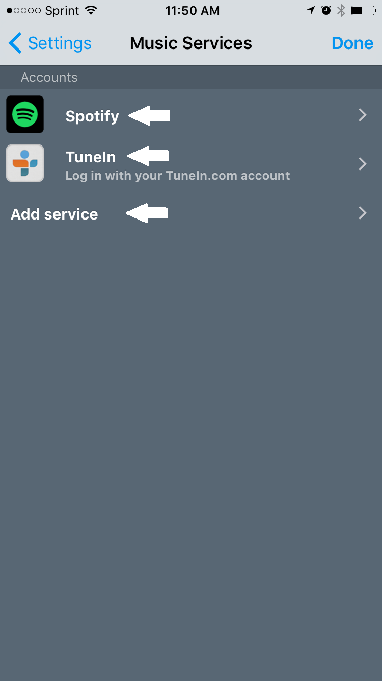 Multi-Room Audio - How do I add music services to the Nuvo Player Portfolio Devices?