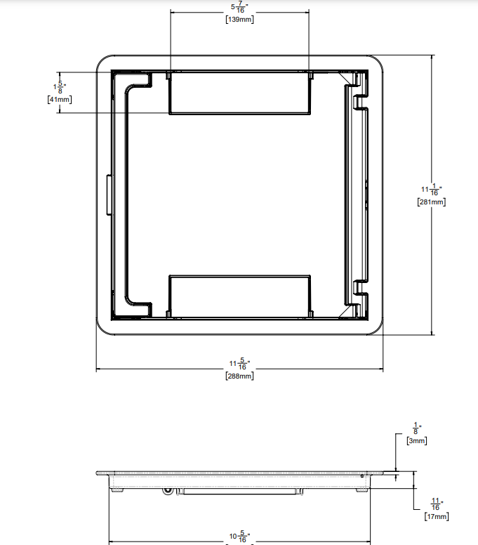 Floor Boxes - Floorport cover dimensions