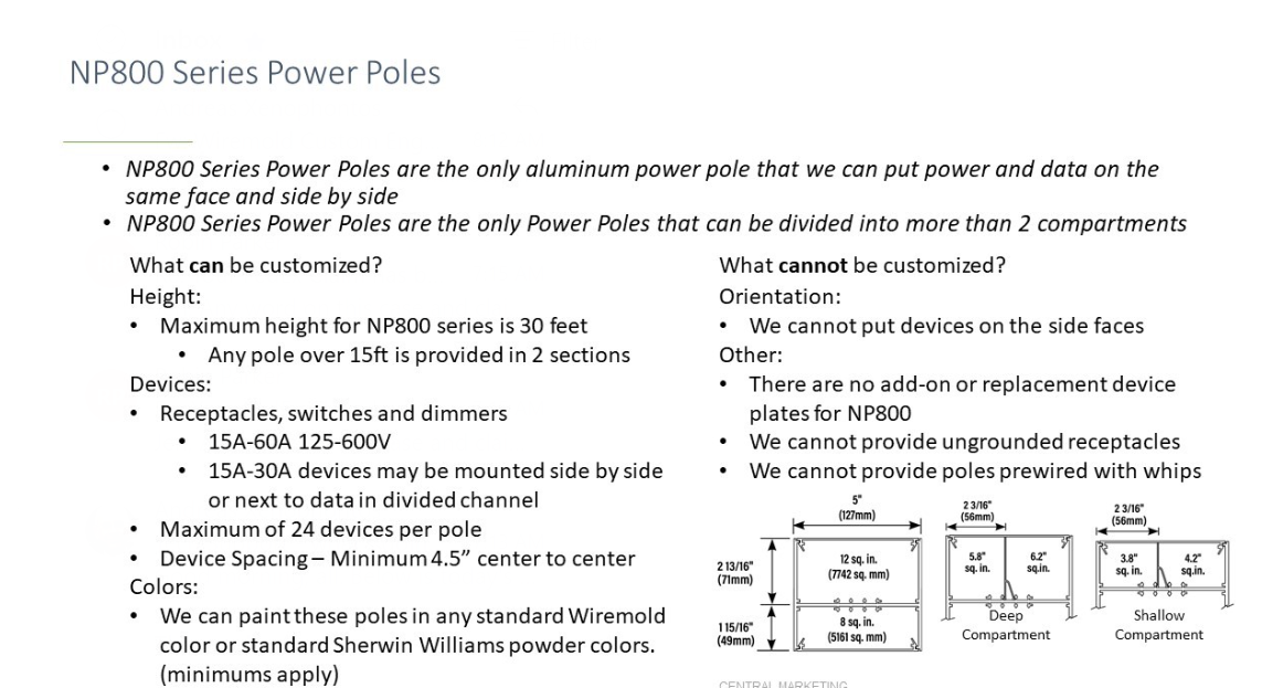 Poles & Columns - What are the custom options for the NP800 Series ...