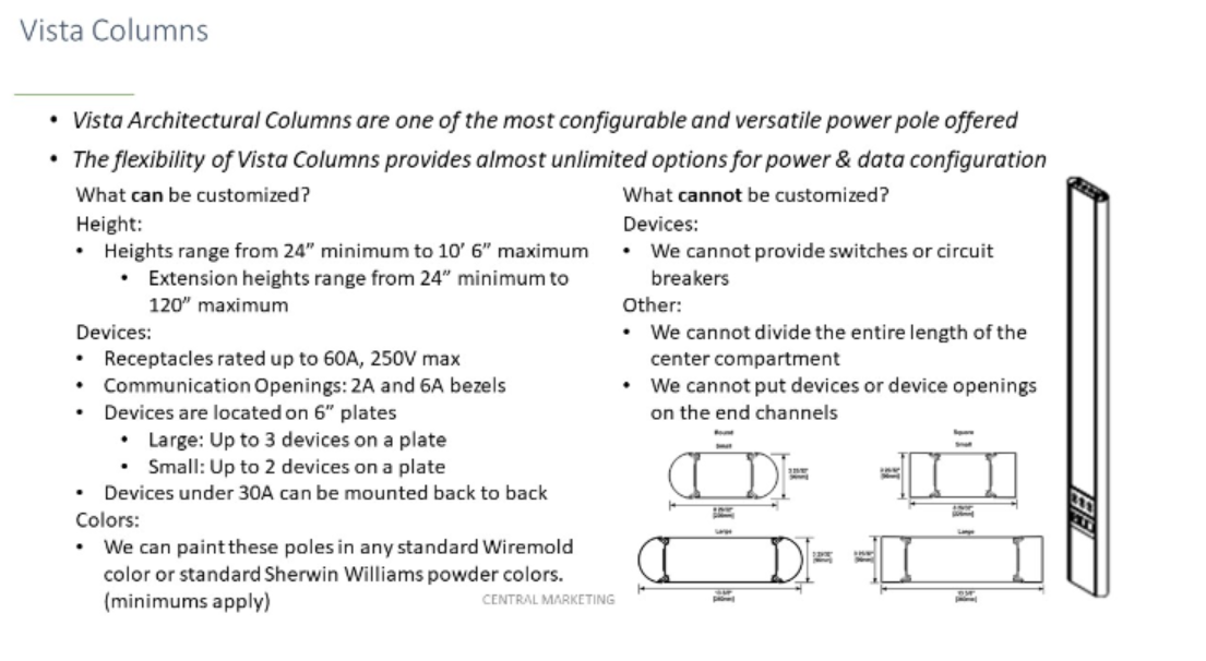 Poles & Columns - What are the custom options for the Vista ...