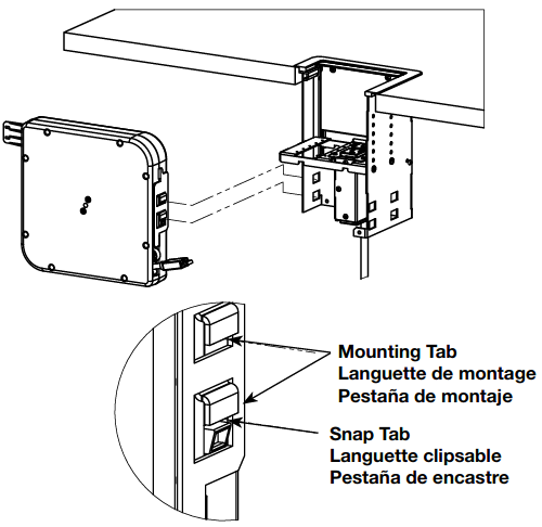 Furniture Power & Table Boxes - TBCR Cable Retractor Mounting Options
